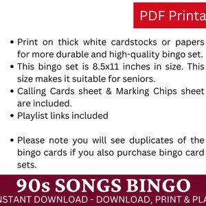 5 Throwback 90s Songs Bingo Game Cards, Timeless Music Party Activity ...