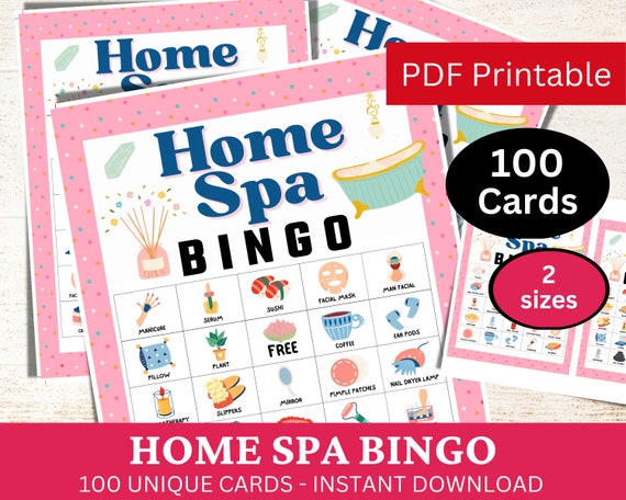 Spa Party Bingo Game Spa Bingo Spa Party Printable Bingo Game ...