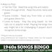 1940s Songs Bingo 50 Cards, 40s Music Bingo With Playlist for Senior ...
