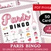50 Paris Bingo Game Card Fun Travel Theme Birthday Party - Etsy