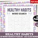 15 Healthy Habits Word Search Puzzle Game, Good Practice Activity, Self ...