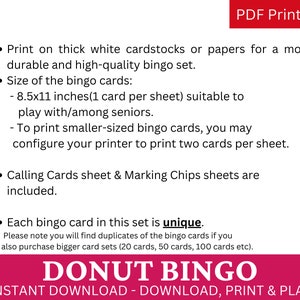 100 Fun Donut Bingo Game, Cute Sweet Treats Activity for Kids ...