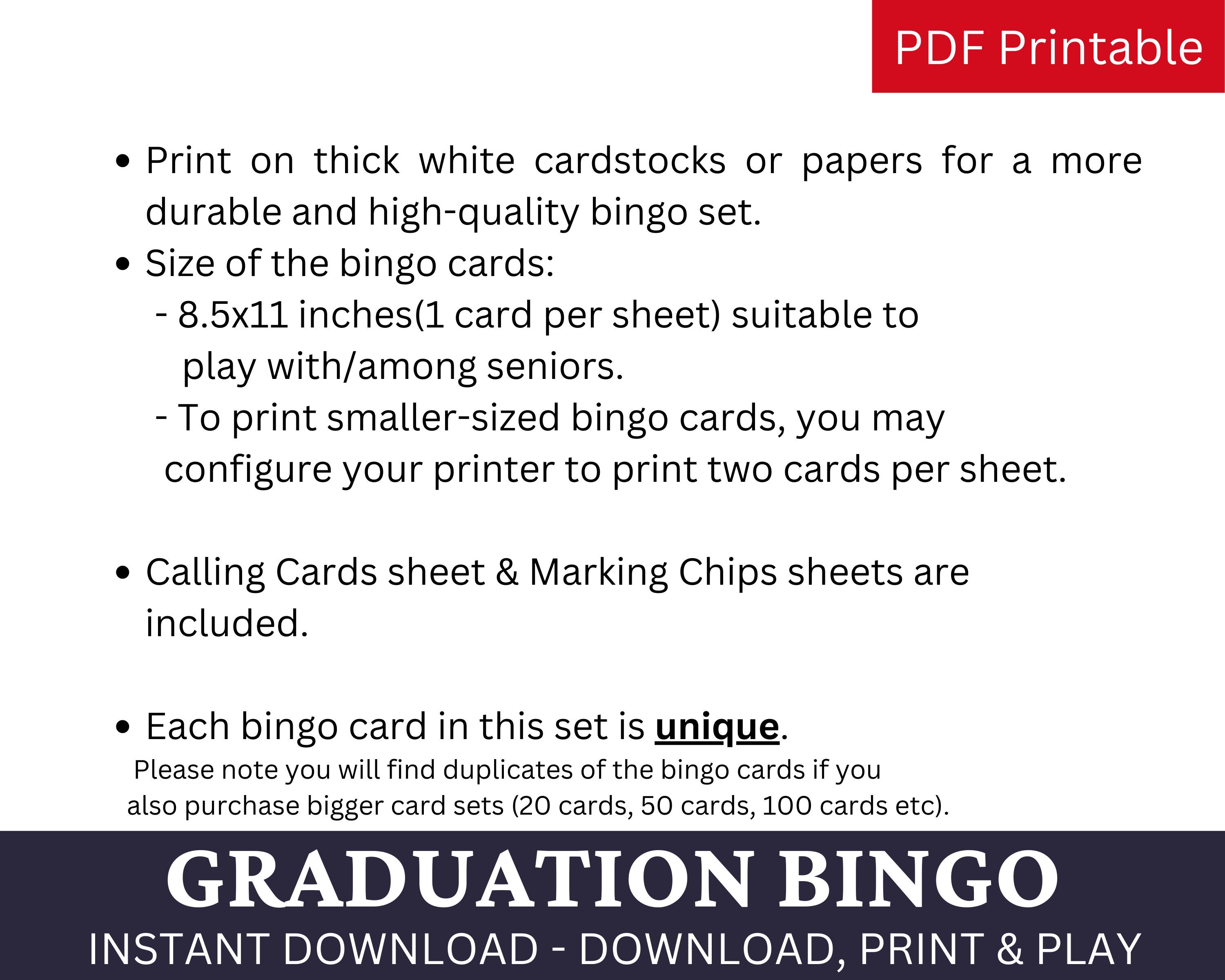 50 Graduation Bingo Game Card, Class of 2023 Themed Activity, Student ...