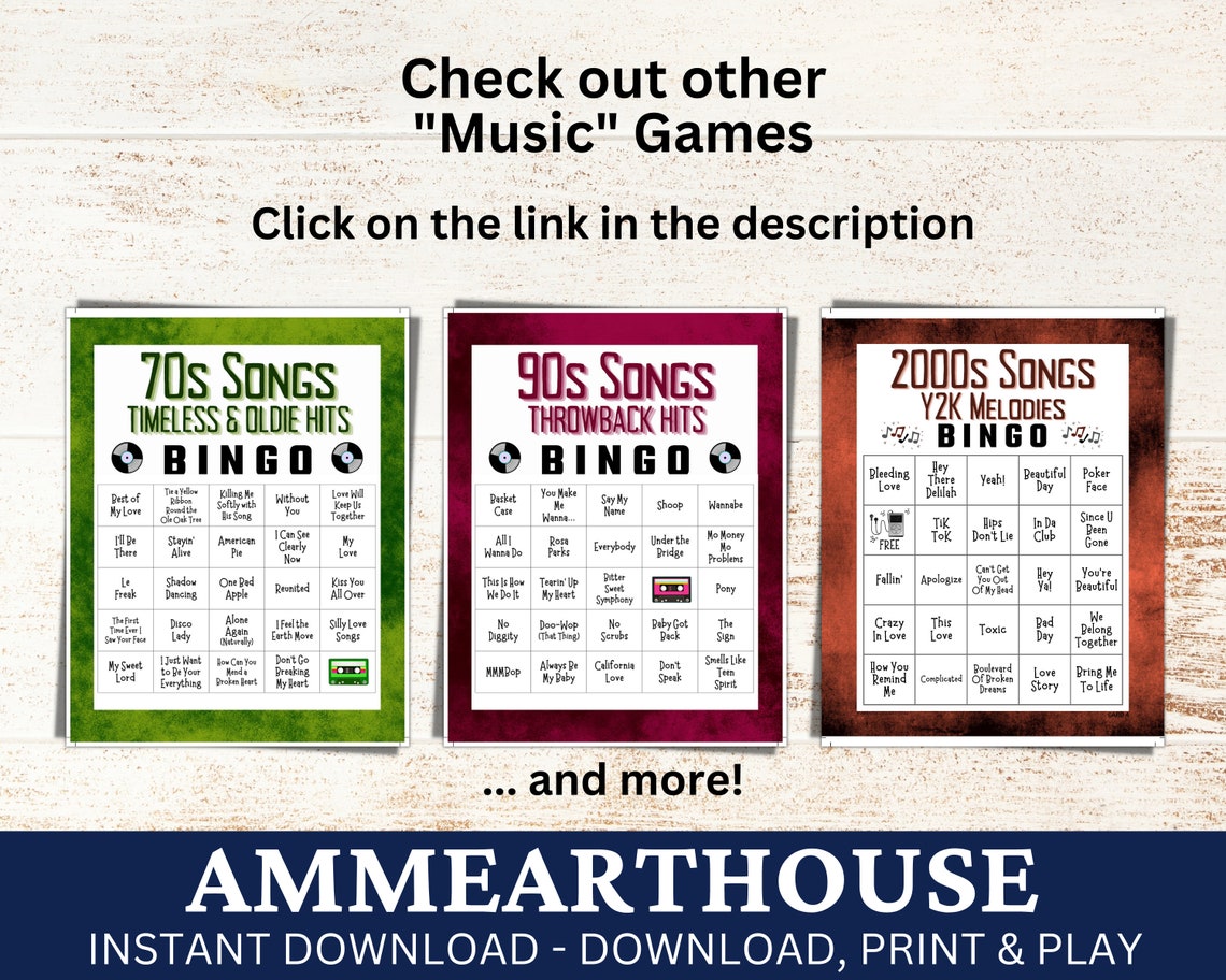 Classic 80s Songs Bingo Game 50 Cards Timeless Music Party - Etsy