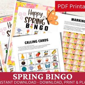 20 Spring Bingo Game Cards, Springtime Season Activity, Classroom Game ...