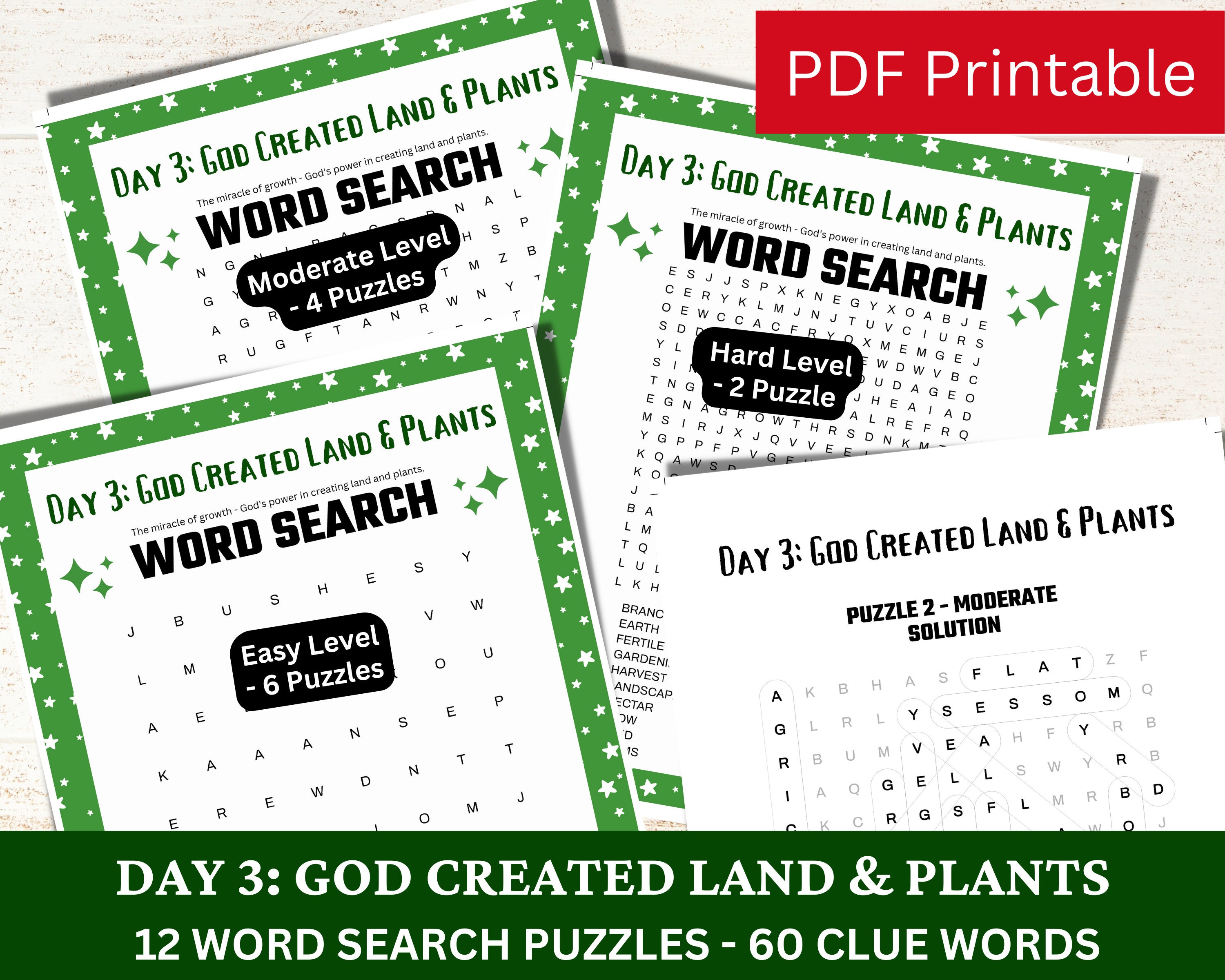 12 Bible Stories Themed Word Search Puzzle Games, Catholic Holiday ...