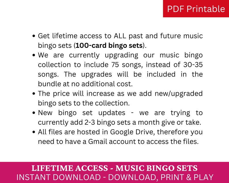 Music Bingo Sets Bundle 100 Unique Bingo Cards ALL Past and Future ...