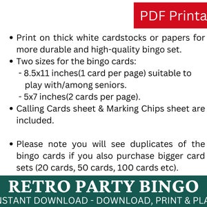 100 Retro Party Bingo Game Cards, National Retro Day Activity ...