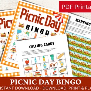 50 Picnic Day Bingo Game Card, Family Reunion Activity, Fun Birthday ...