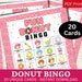 100 Fun Donut Bingo Game, Cute Sweet Treats Activity for Kids ...
