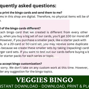 50 Veggies Bingo Game Card, Vegetables Bingo, Food Theme Party Activity ...