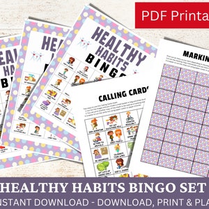 100 Healthy Habits Bingo Game Card for Kid and Adult, Good Practice Activity, Self-care Game ...