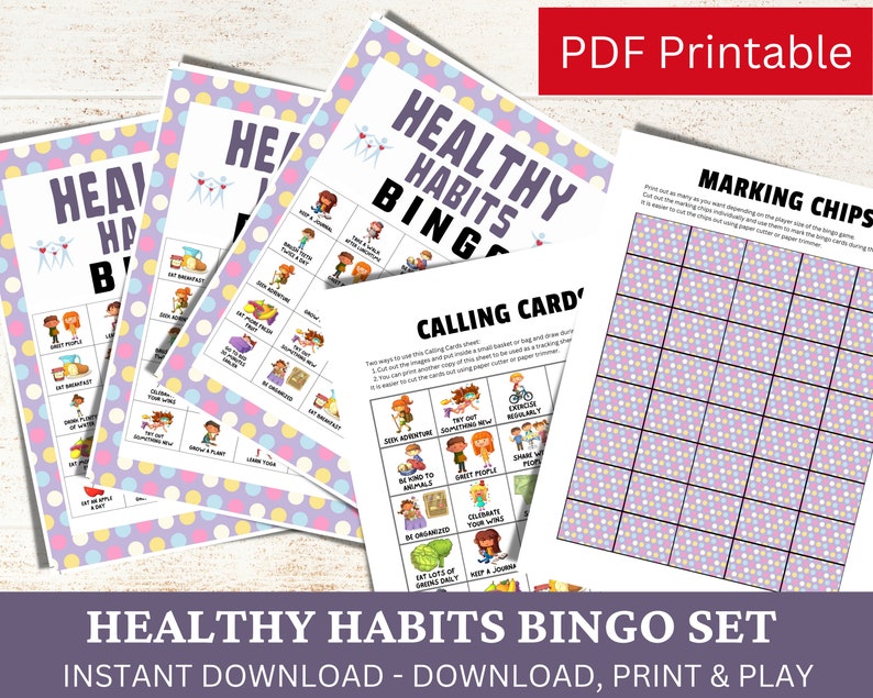 100 Healthy Habits Bingo Game Card for Kid and Adult Good - Etsy