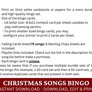 Christmas Songs Bingo 50 Cards, Best Xmas Songs Bingo With Playlist ...