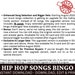 Hip Hop Songs Bingo Game 50 Cards, Rap Music Party Activity, Family ...