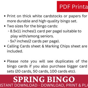 20 Spring Bingo Game Cards, Springtime Season Activity, Classroom Game ...