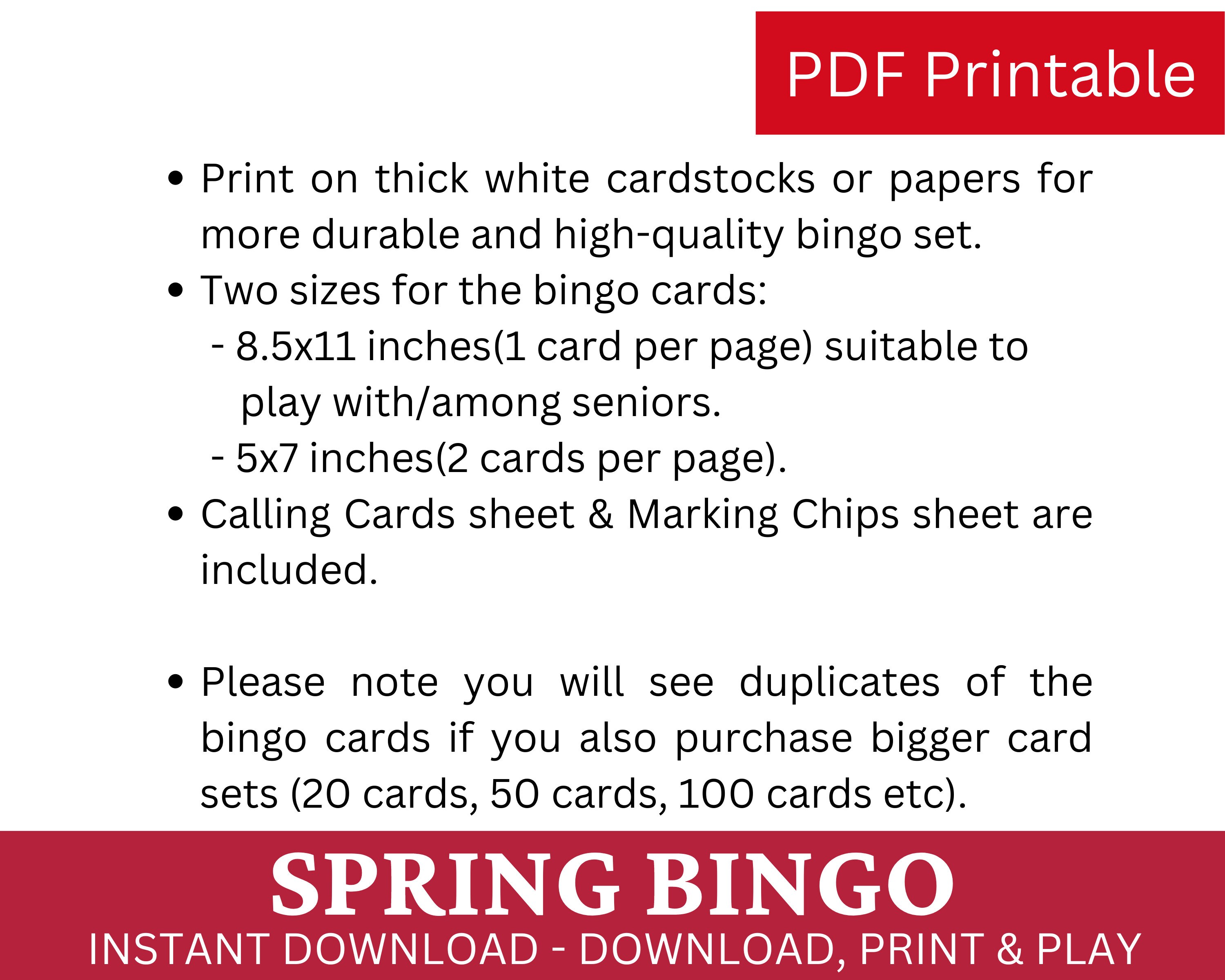 20 Spring Bingo Game Cards, Springtime Season Activity, Classroom Game ...