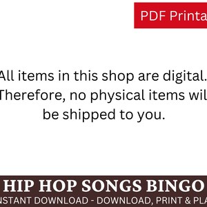 Hip Hop Songs Bingo Game 50 Cards Rap Music Party Activity - Etsy