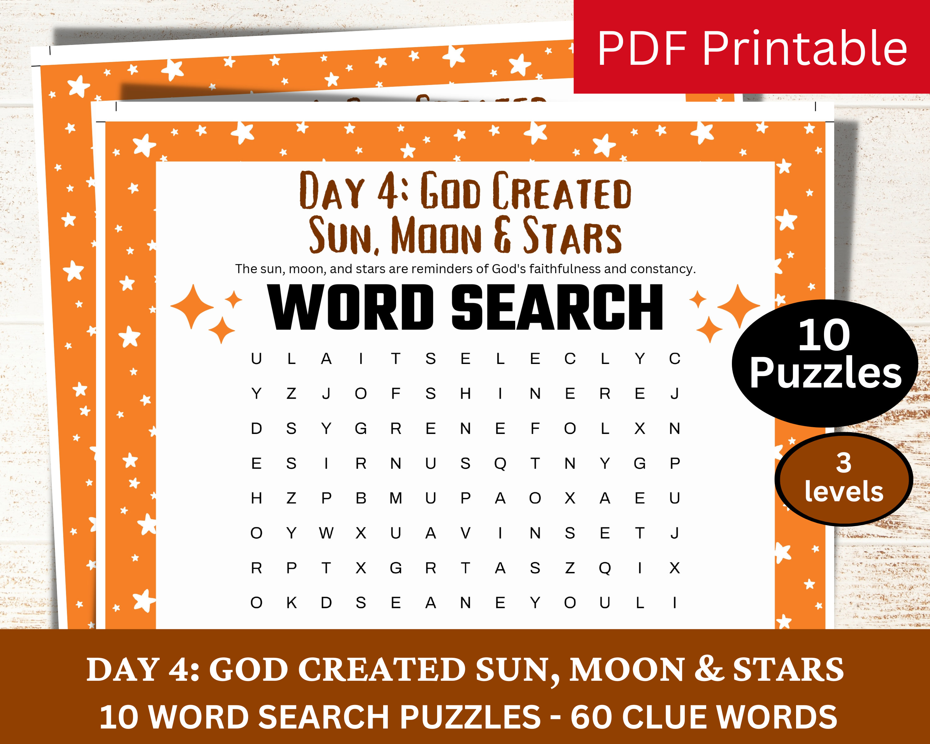 10 Bible Stories Themed Word Search Puzzle Games, Sunday School Class ...