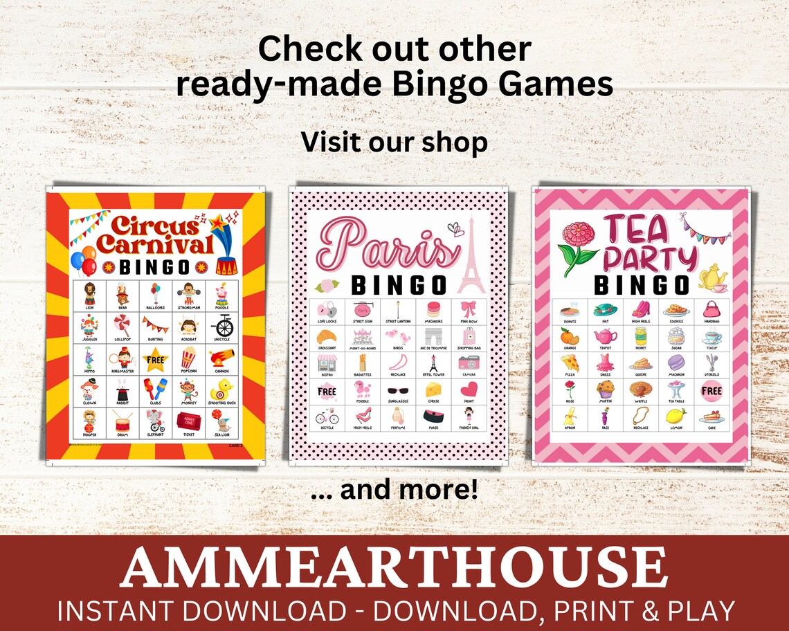 20 BBQ Time Bingo Game Cards, Barbecue Party Family Bingo, Summer ...