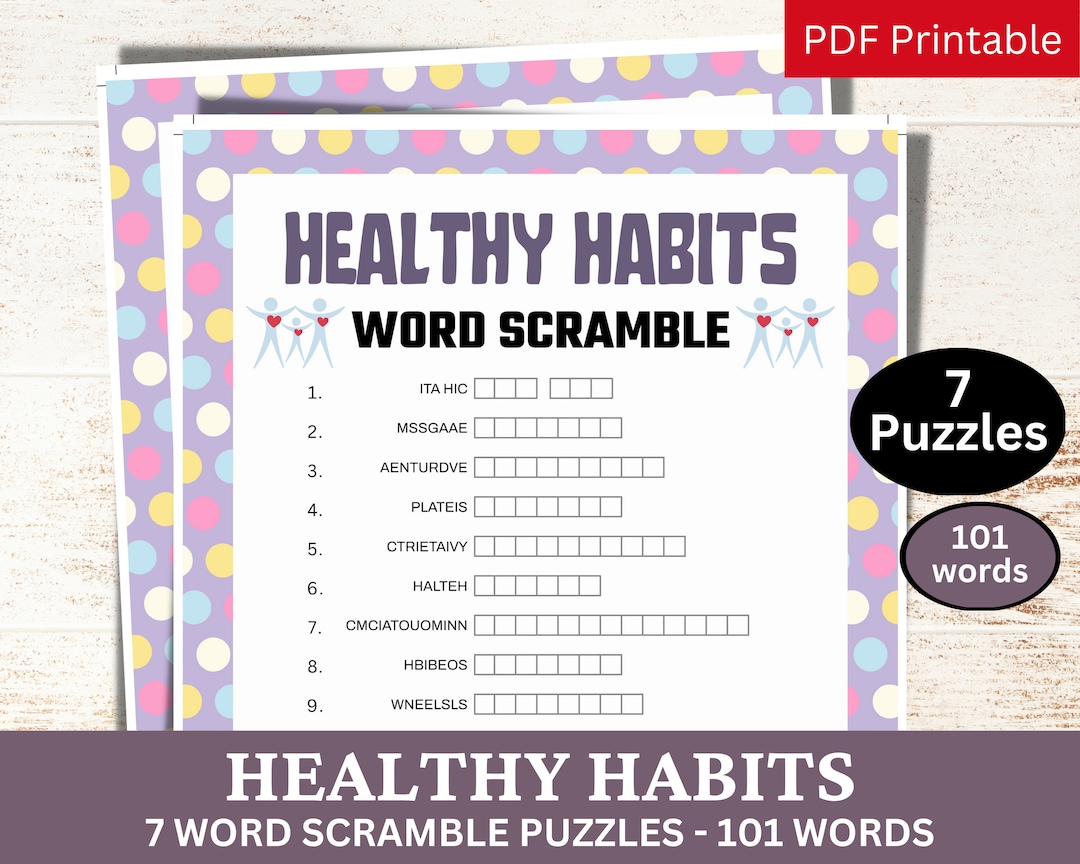 7 Healthy Habits Word Scramble Puzzle Game, Good Practice Activity ...