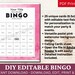 25 Editable Bingo Watercolor Pink Template PDF, DIY Fillable Game Card ...