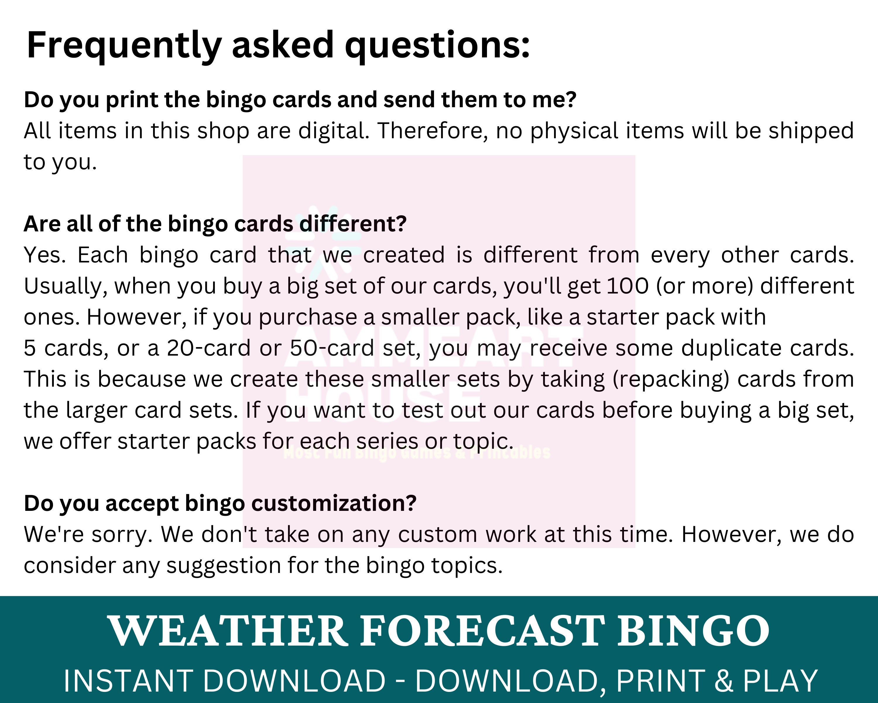 20 Weather Forecast Bingo Game Card, Meteorology Theme Activity, Fun ...