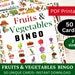 20 Fruits Bingo Game Card, Food Theme Party Activity, PDF Game ...