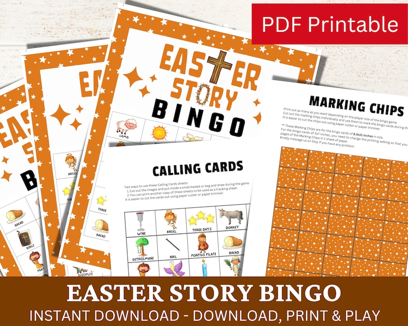 50 Easter Story Bingo Game Cards, Bible Church Youth Gathering Activity ...