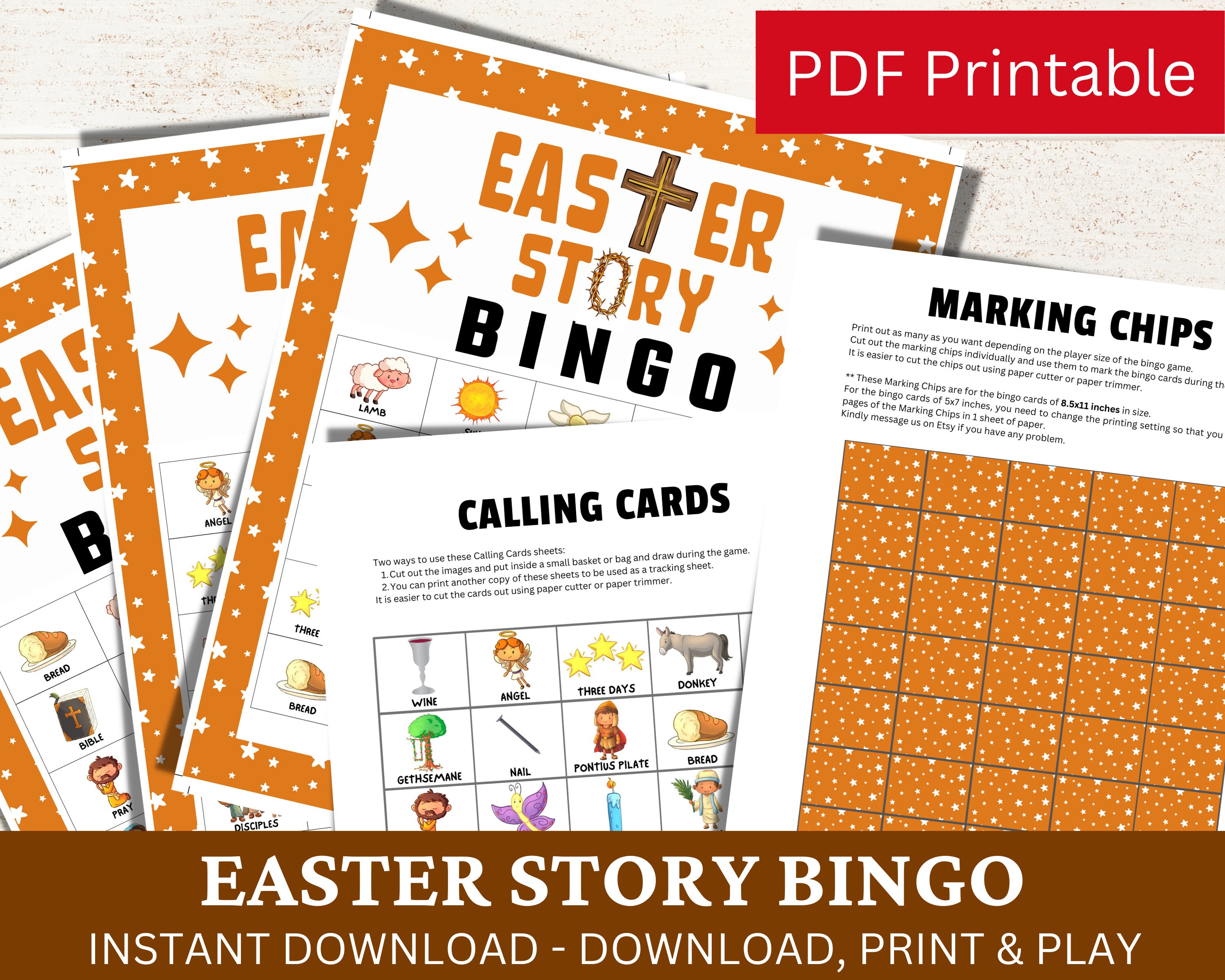 50 Easter Story Bingo Game Cards, Bible Church Youth Gathering Activity ...