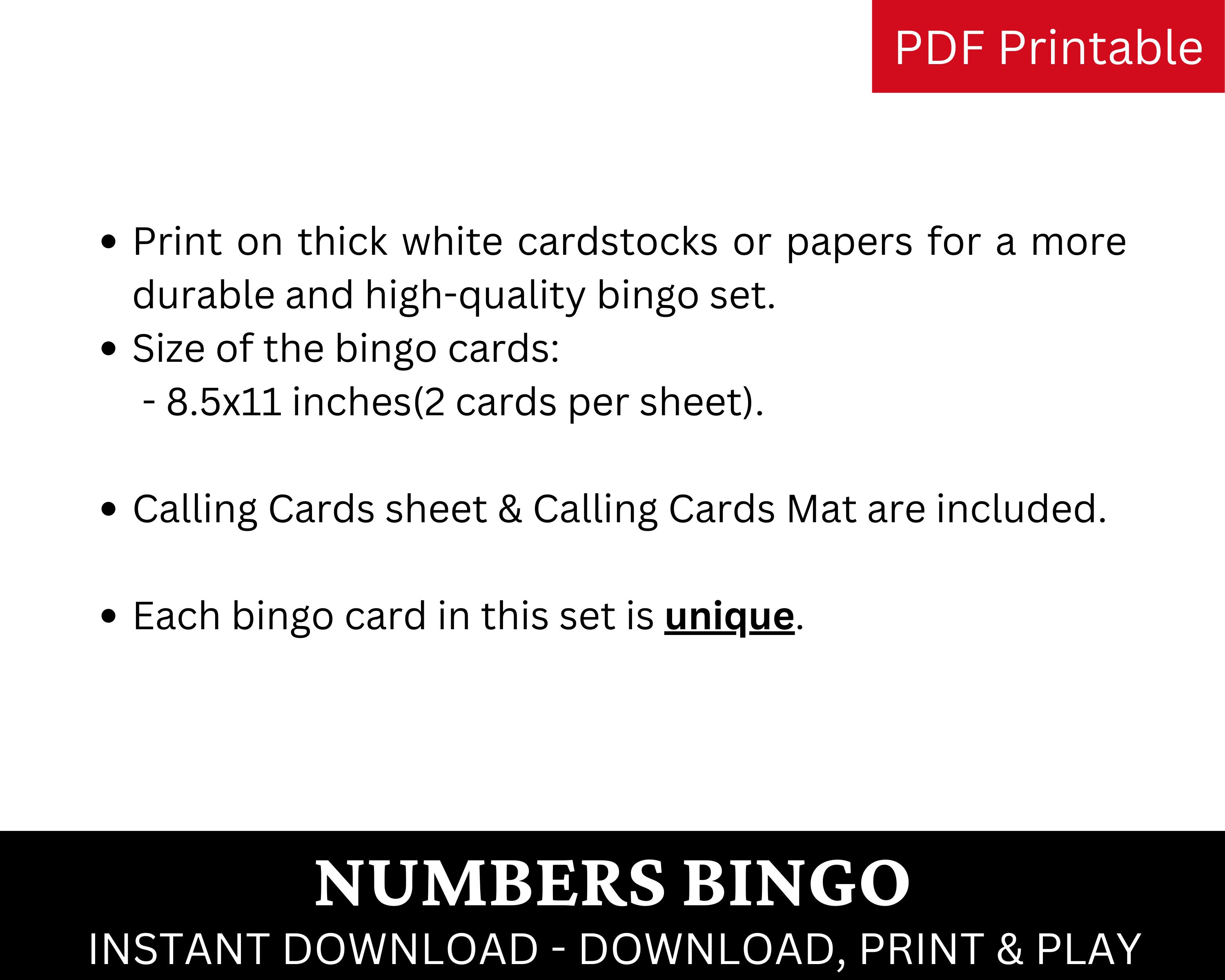 100 Cards Classic Numbers Bingo, Party Games, Large Group Games PDF ...