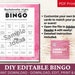 25 Editable Bingo Watercolor Pink Template PDF, DIY Fillable Game Card ...