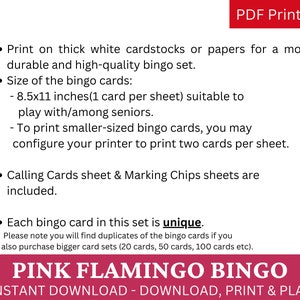 100 Pink Flamingo Watercolor Bingo Game, Tropical Summer Theme Birthday ...