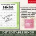 50 Editable Bingo Watercolor Green Template PDF, DIY Fillable Game ...