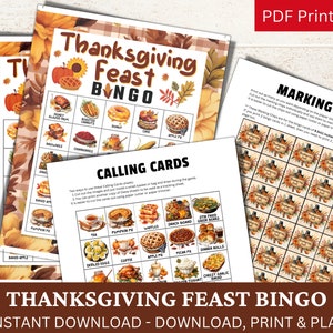 Thanksgiving Feast Bingo 50 Cards, Gratitude Group Activity PDF ...