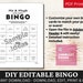 100 Editable Word Bingo Plain Template PDF, DIY Fillable Printable Game ...