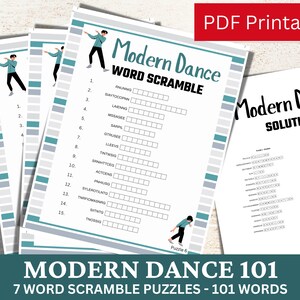 7 Modern Dance Themed Word Scramble Puzzle Games, Contemporary Move ...
