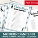 7 Modern Dance Themed Word Scramble Puzzle Games, Contemporary Move ...