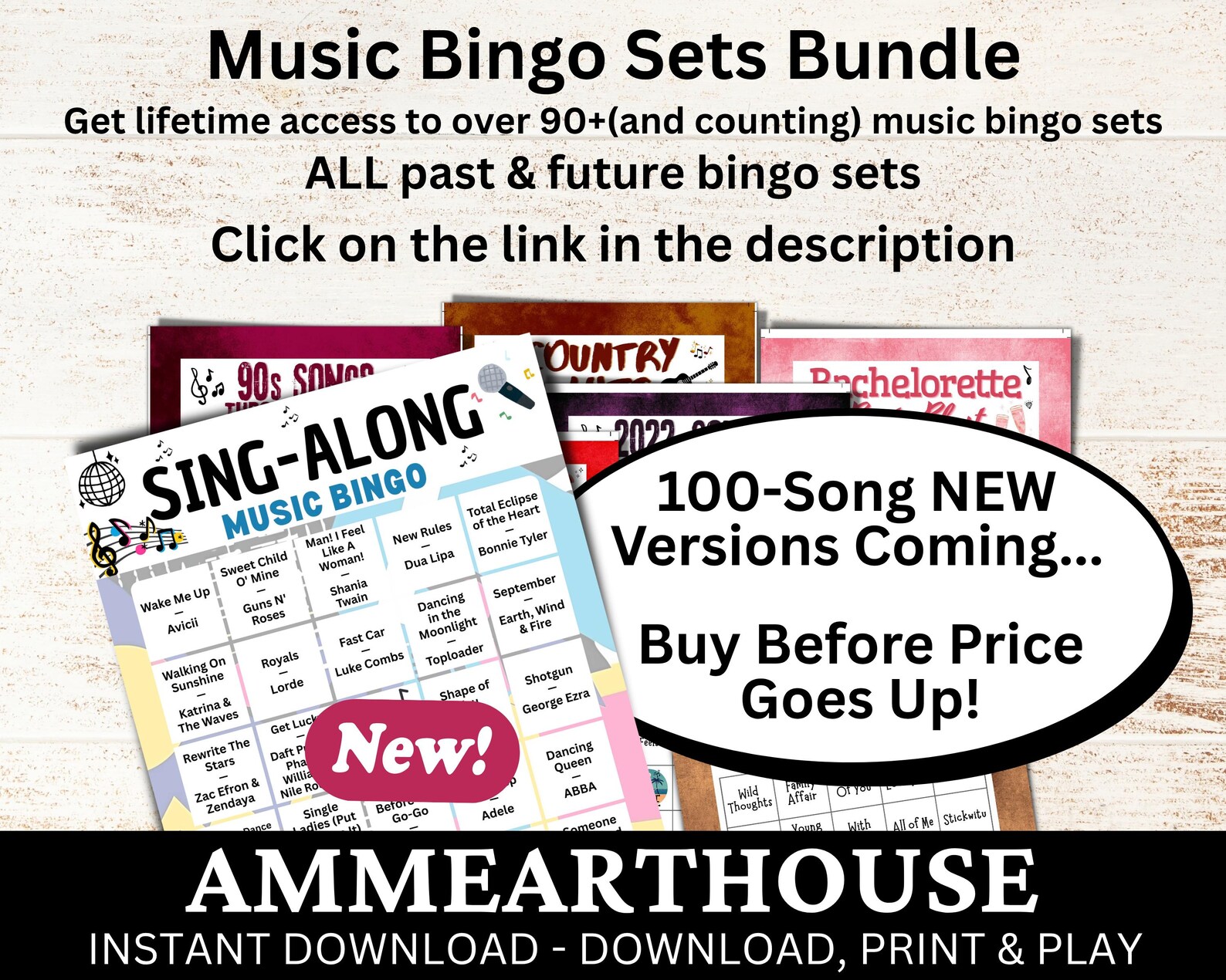 Hip Hop Songs Bingo Game 50 Cards, Rap Music Party Activity, Family ...