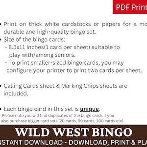100 Wild West Watercolor Bingo Game, Cowboy Family Party, Summer Guest ...