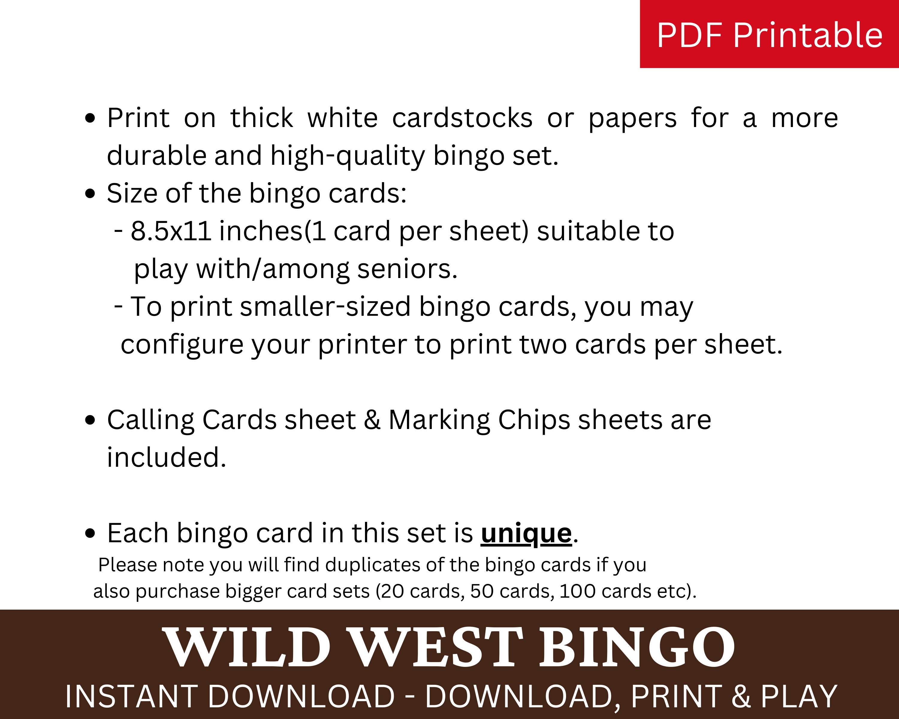 20 Wild West Watercolor Bingo Game, Cowboy Family Party, Summer Picnic ...