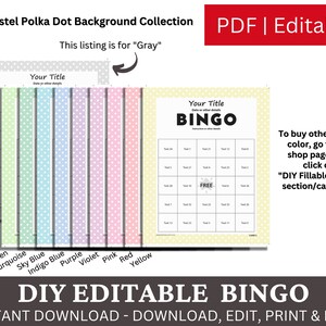 100 Editable Bingo Pastel Gray Template PDF, DIY Fillable Bingo Game ...