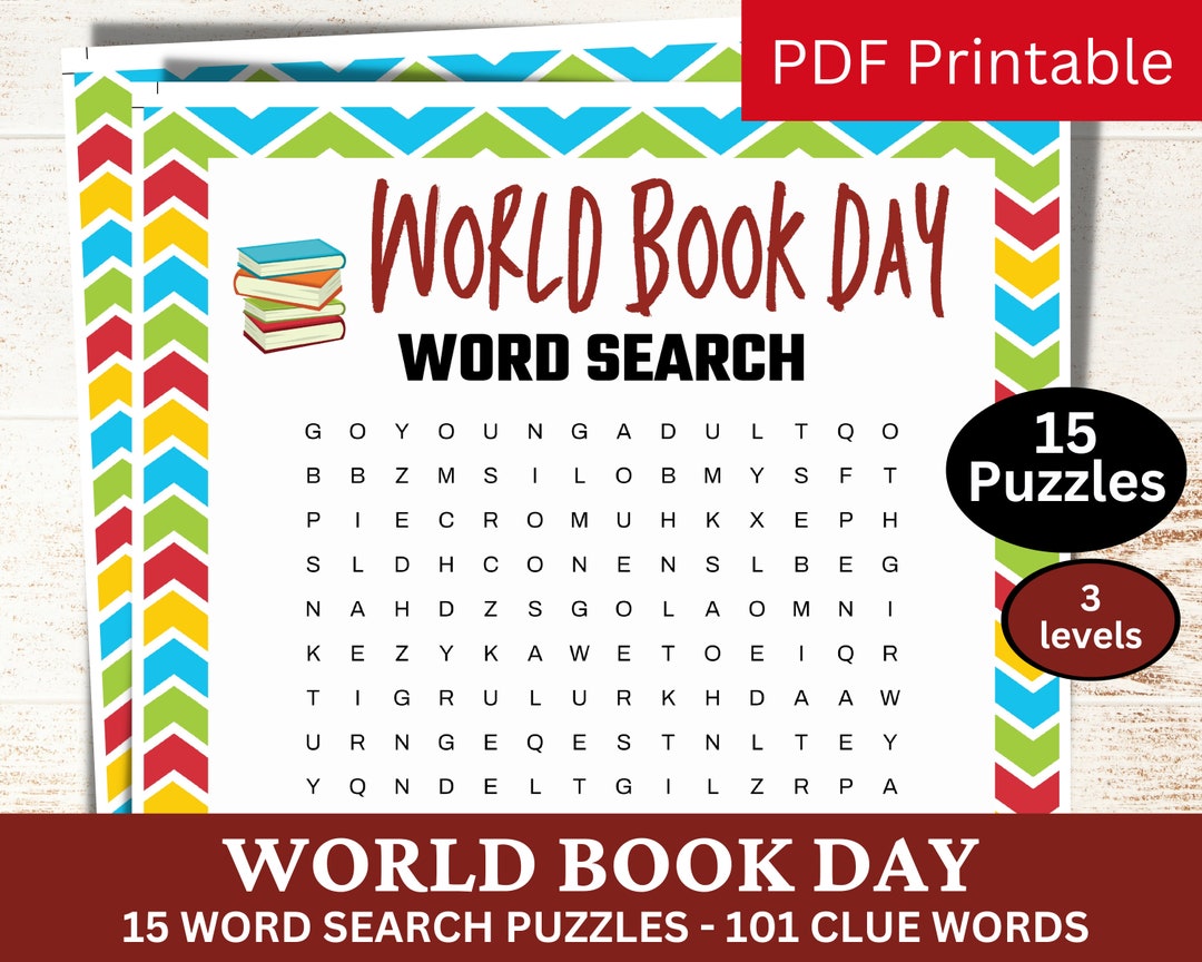 15 World Book Day Themed Word Search Puzzle Games, Book Lovers Club ...