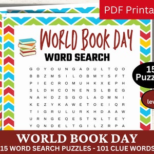 15 World Book Day Themed Word Search Puzzle Games, Book Lovers Club ...