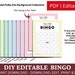 25 Editable Bingo Pastel Red Template PDF, DIY Fillable Bingo Game Card ...