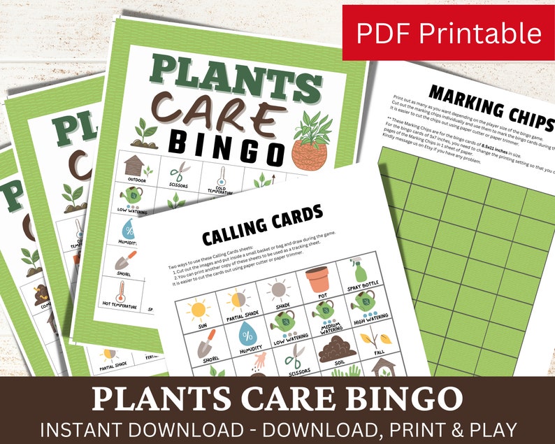 20 Plants Care Bingo Game Card, Gardening Theme Activity, Fun ...