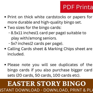 50 Easter Story Bingo Game Cards, Bible Church Youth Gathering Activity ...