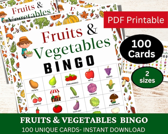 Printable FRUIT Themed BINGO Game for Preschool Toddlers Kindergarten