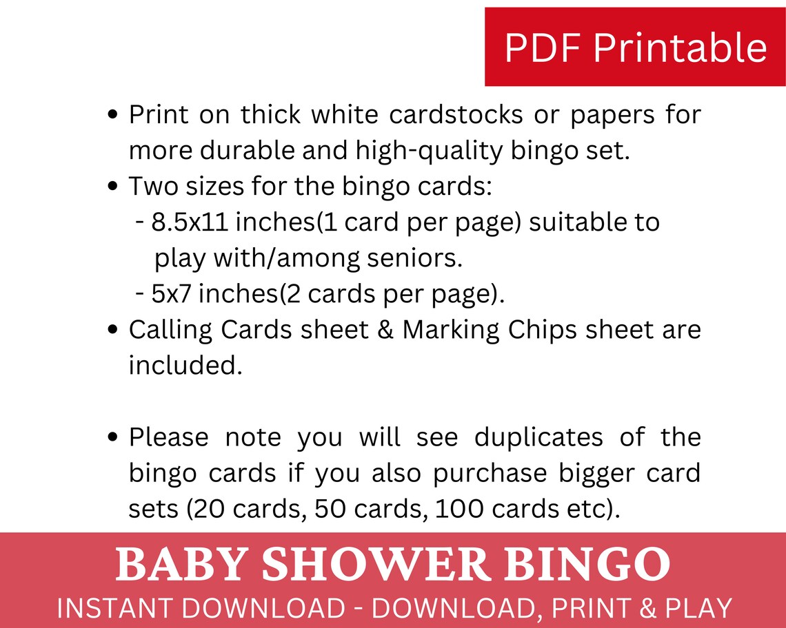 50 Baby Shower Bingo Game Cards, Pink Blue Theme Bingo Activity, Girl ...