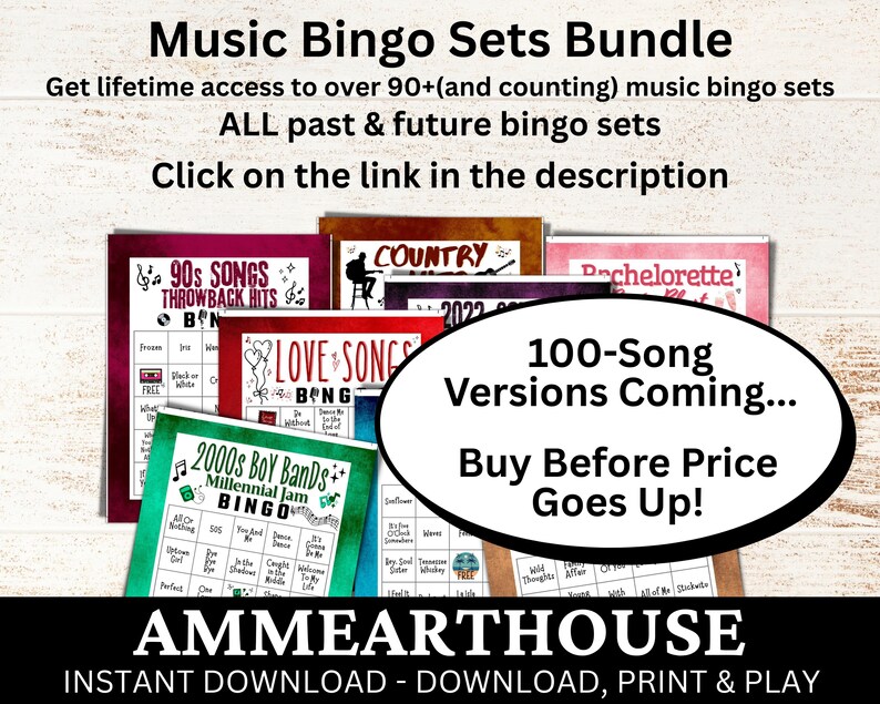 Classic R&B Soul Music Bingo, 200 Cards, 100 Songs Playlists Included ...